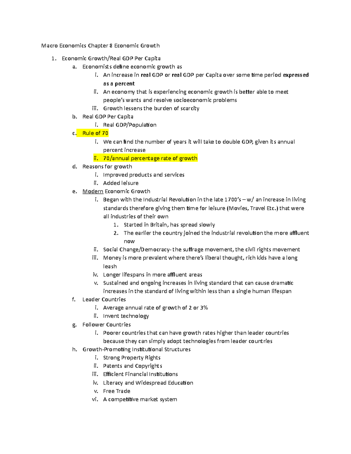 Macro Economics Chapter 8 Economic Growth - Economists deine economic ...