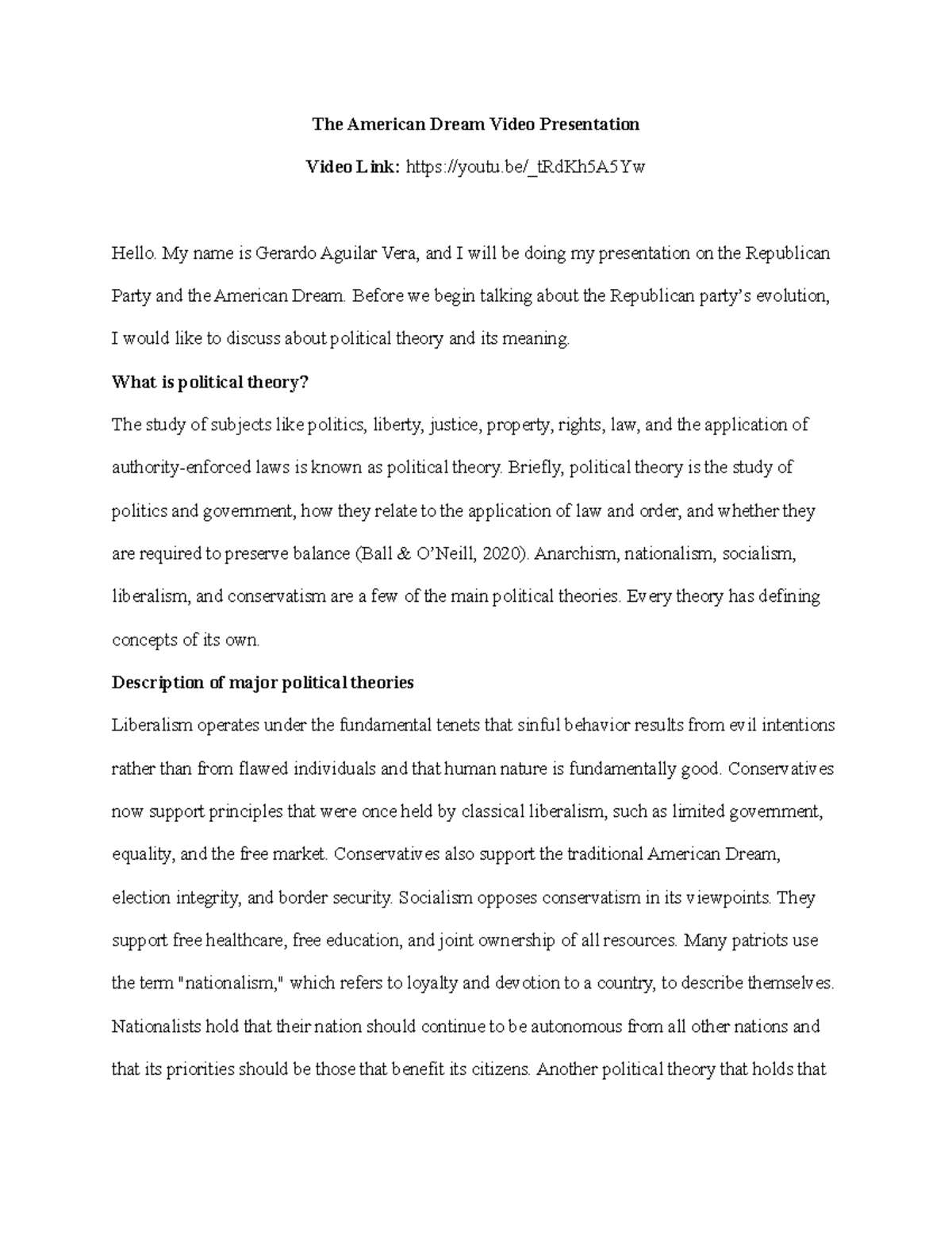 American Dream Video Presentation Final - The American Dream Video ...