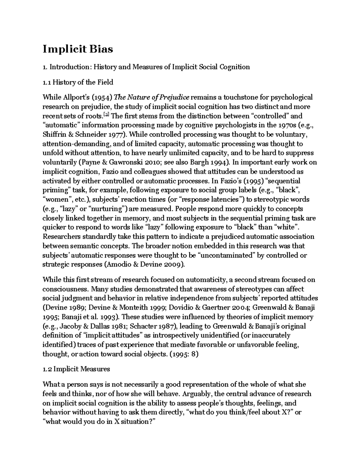 Lecture in Implicit Bias - Implicit Bias Introduction: History and ...