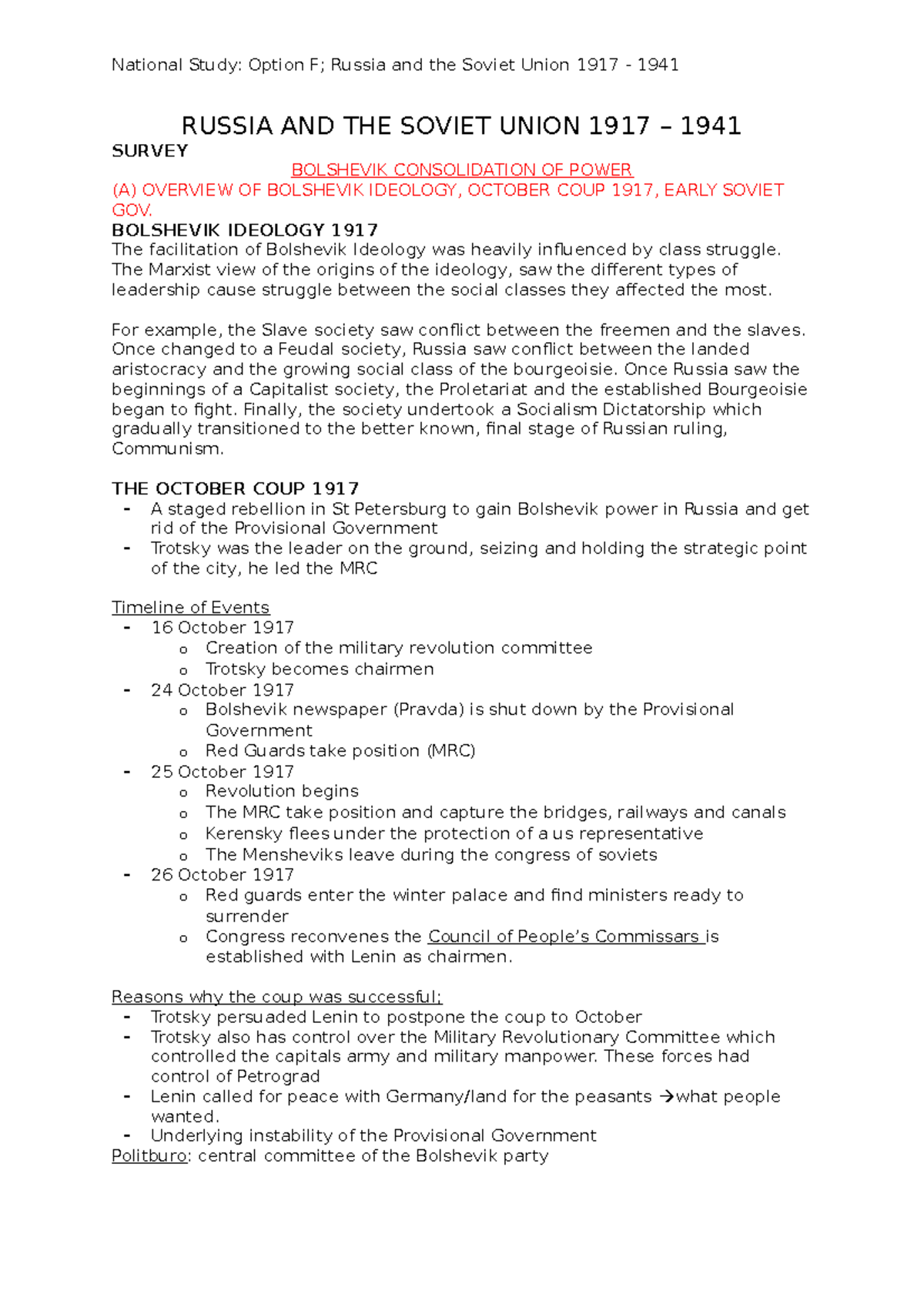 National study notes - jernvjernv - RUSSIA AND THE SOVIET UNION 1917 ...