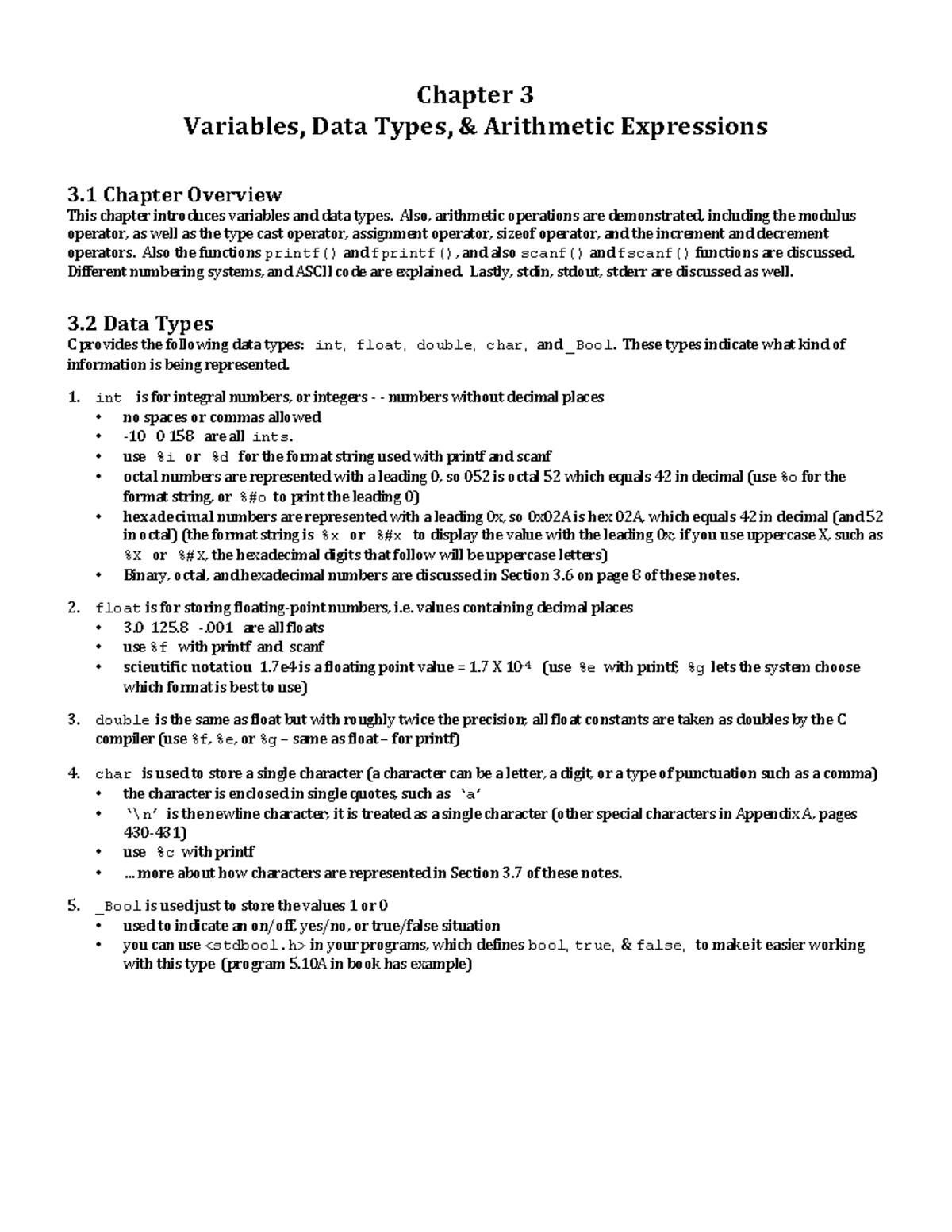 3 Variables Types Arithmetic Operations Chapter 3 Variables Data
