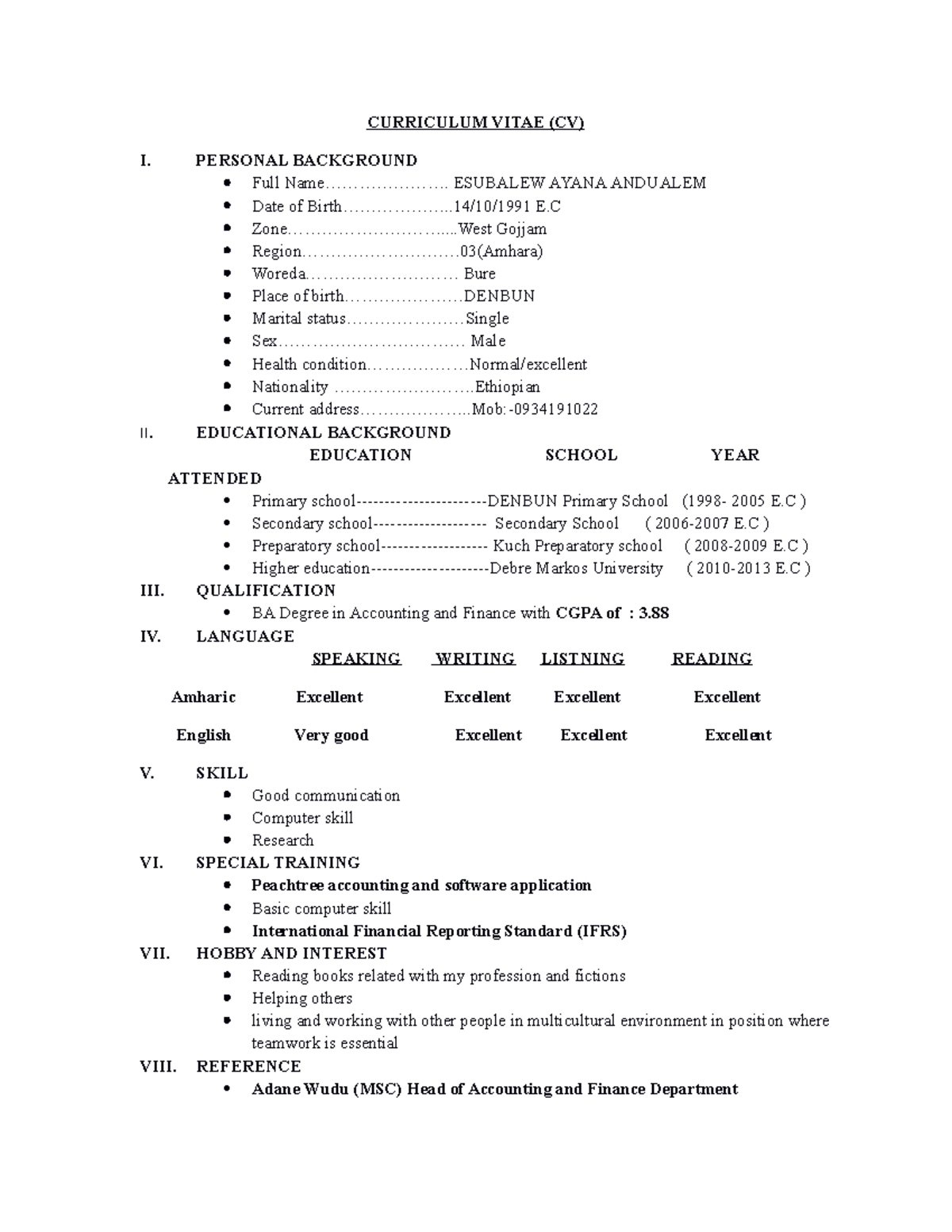 Curriculum Vitae - Engineering - CURRICULUM VITAE (CV) I. PERSONAL ...