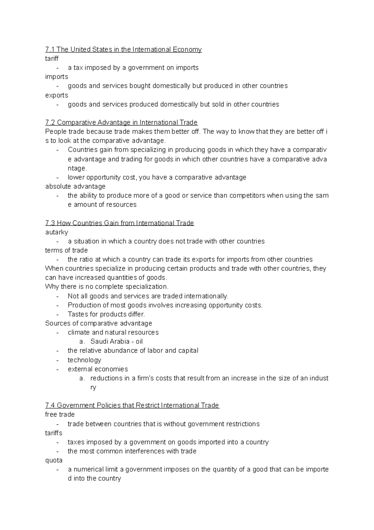 Ch 7. Comparative Advantage and the Gains from International Trade - 7 ...