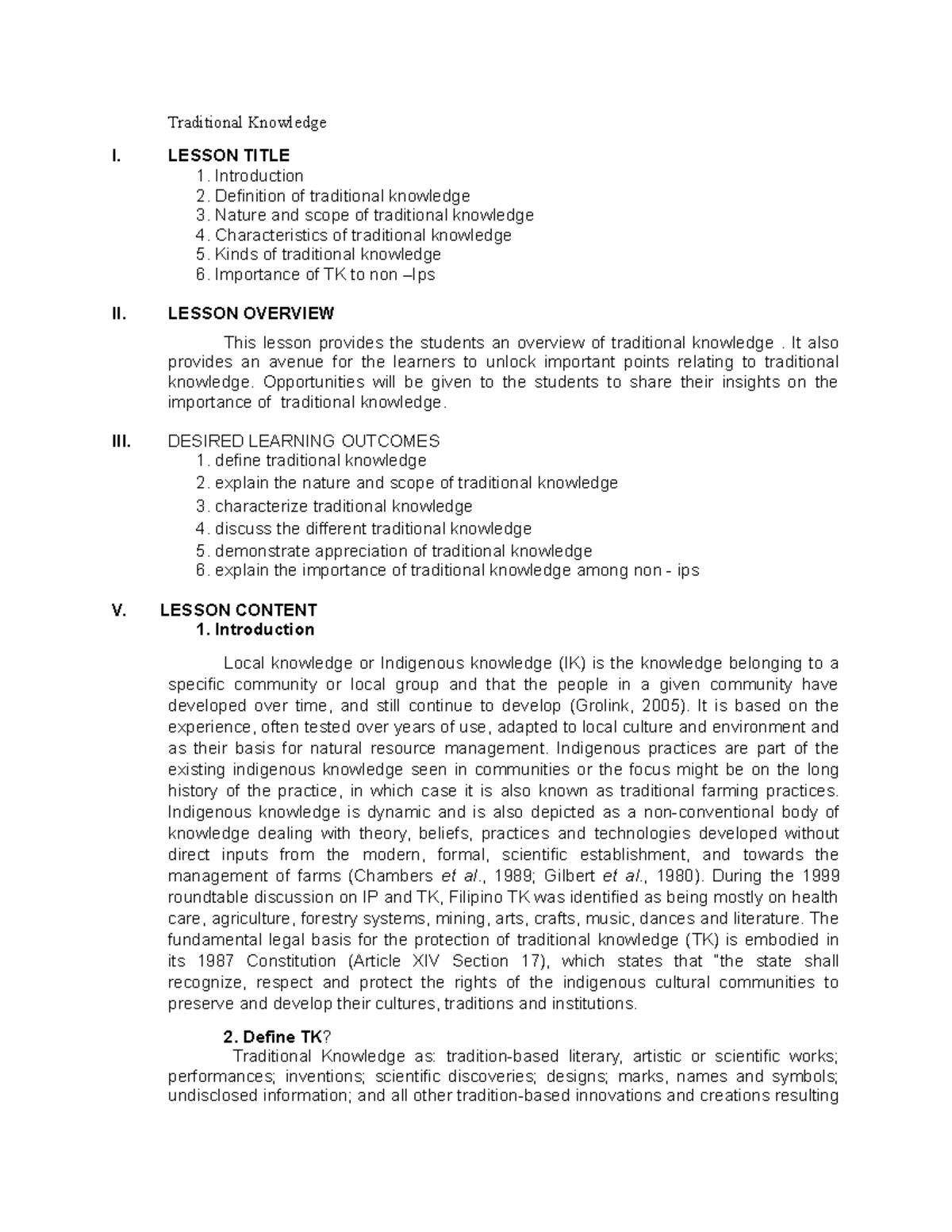 Traditional Knowledge - Social Psychology - Studocu