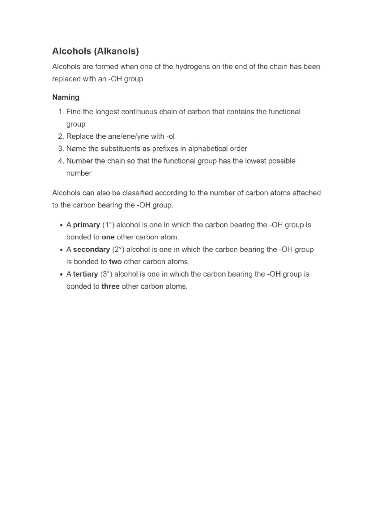 Alcohol notes module 7 year 12 - Alcohols (Alkanols) Alcohols are ...