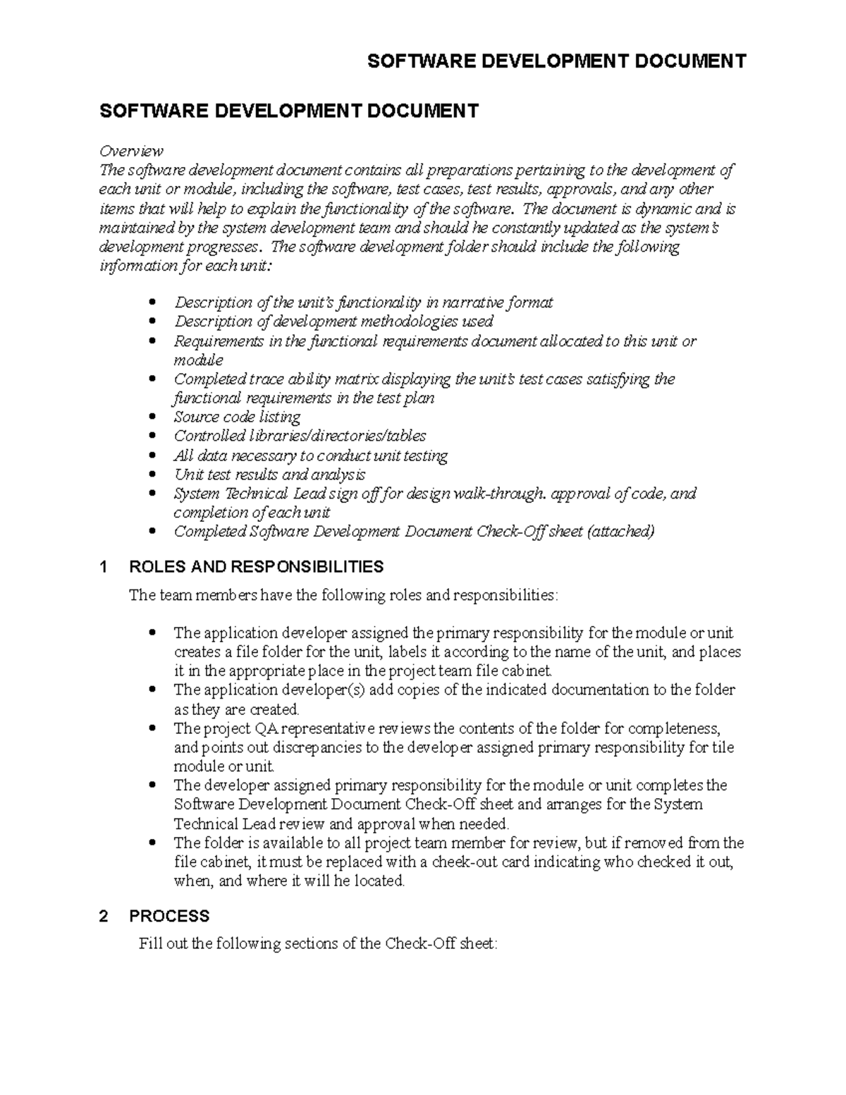 Swdevdoc - Example Document - SOFTWARE DEVELOPMENT DOCUMENT Overview ...