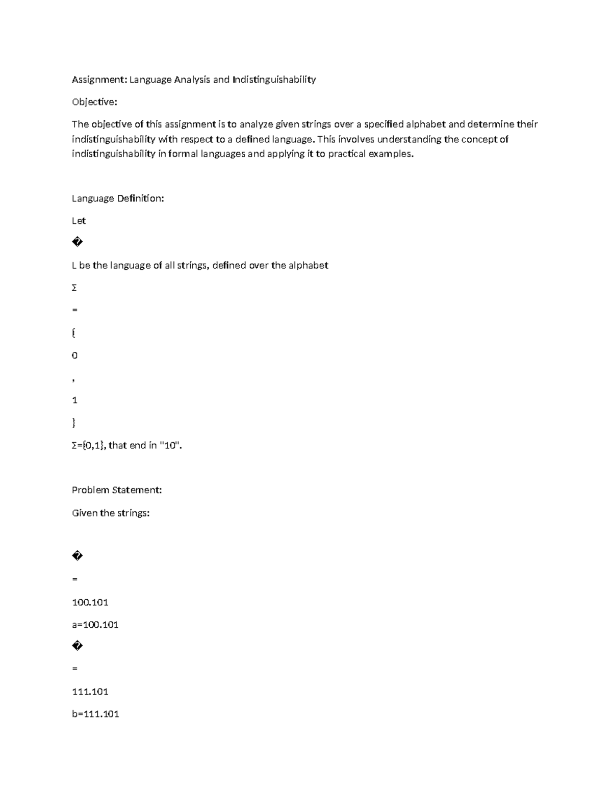 Assignment - Language Analysis and Indistinguishability - Assignment ...
