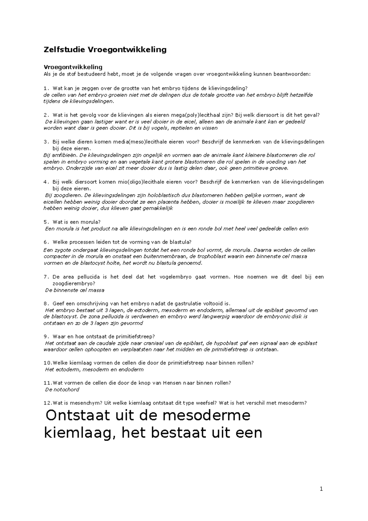 Zelfstudie 3 Vroegontwikkeling OW - Zelfstudie Vroegontwikkeling ...