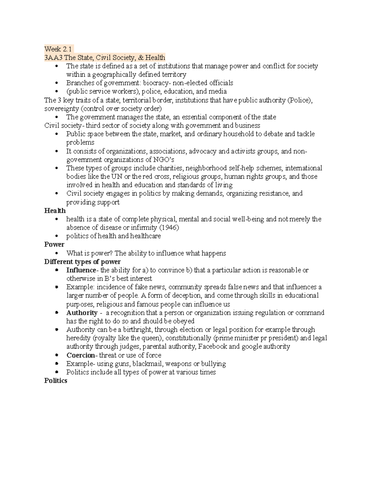 3AA3 week 2 LECTURE NOTES on material covered that week - Week 2. 3AA3 ...