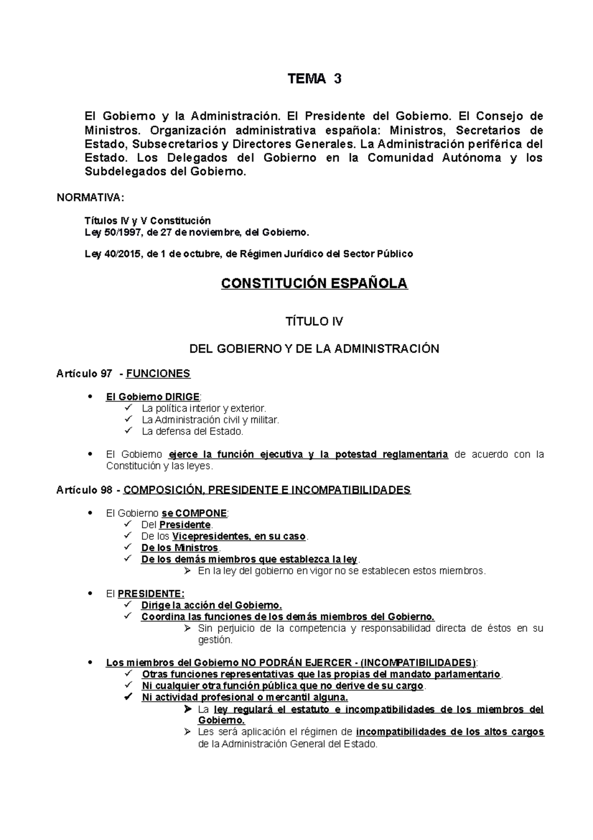 TEMA 3 - resumen tema 3 auxilio judicial. el gobierno - TEMA 3 El Gobierno y la Administración ...