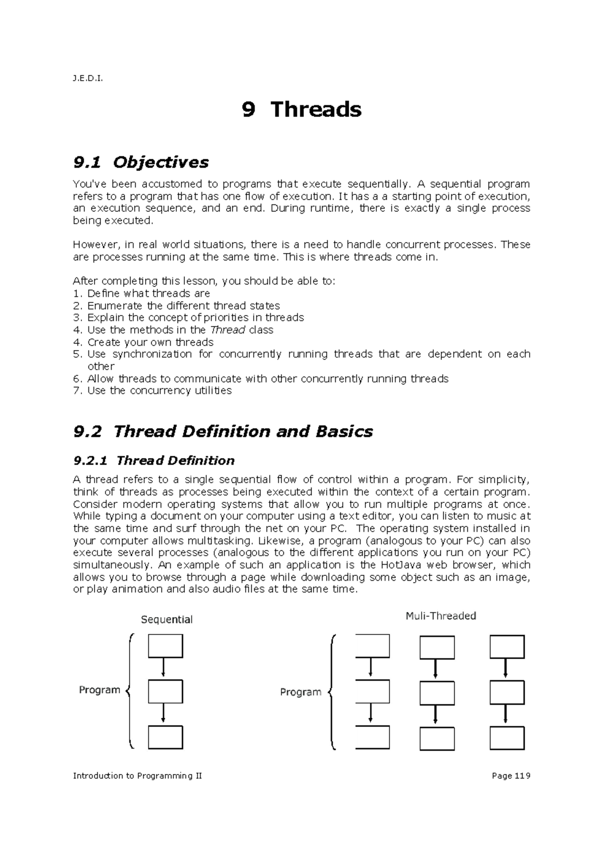 Part Nine Introduction to Programming 2 - 9 Threads 9 Objectives You've ...