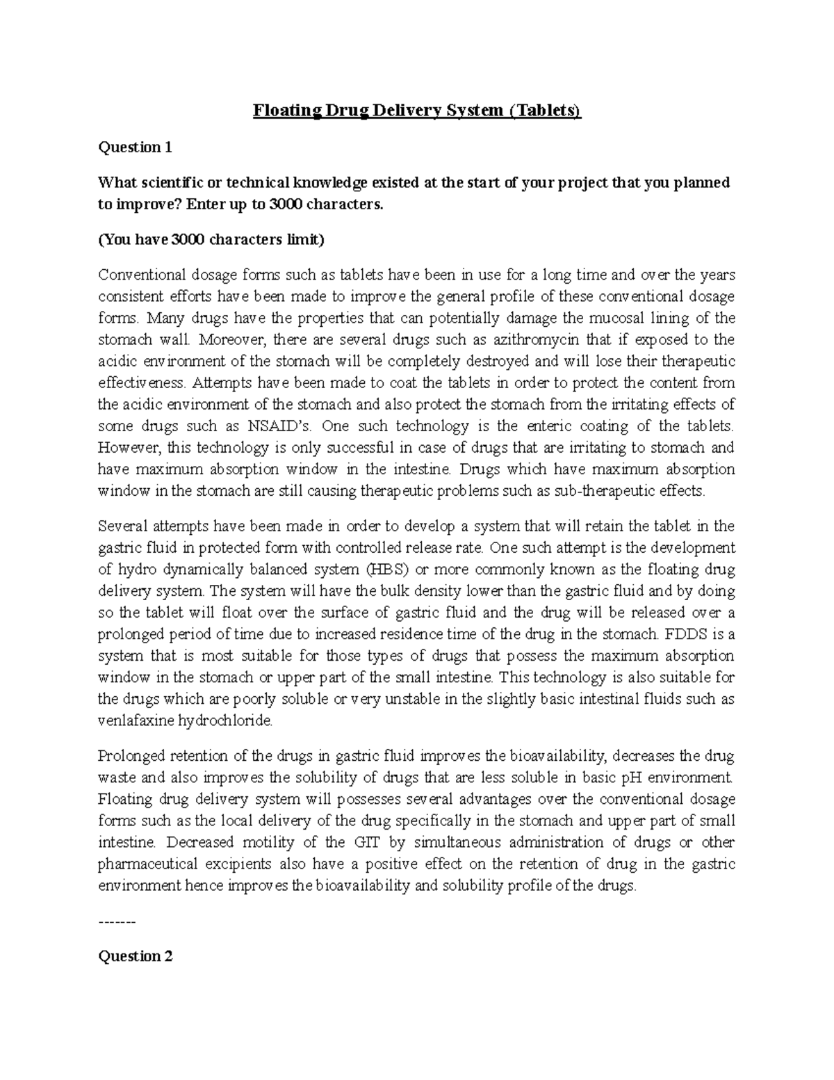 Floating Tablets - Summary and review - Floating Drug Delivery System ...