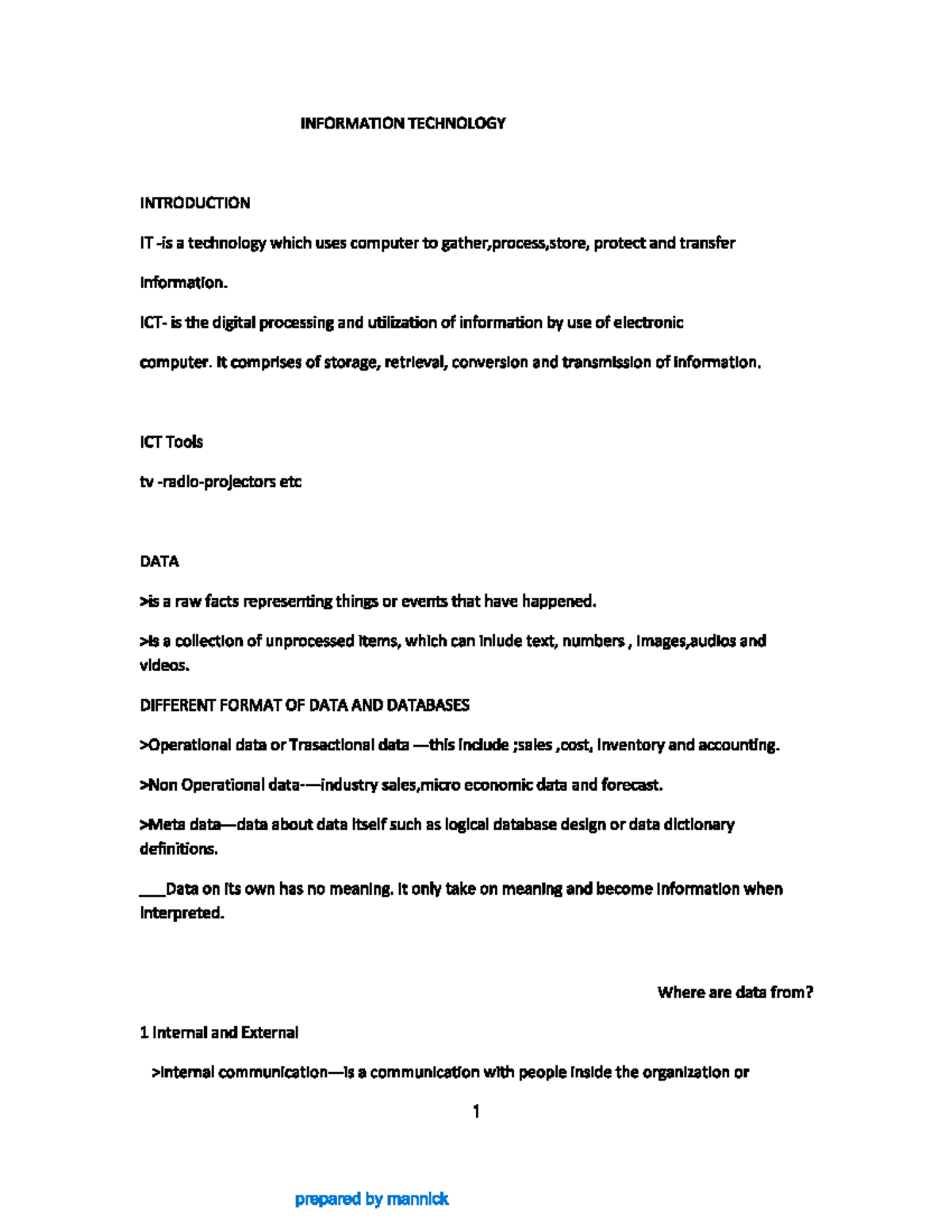 IT Intro Notes - IT summery - Information Technology - Studocu