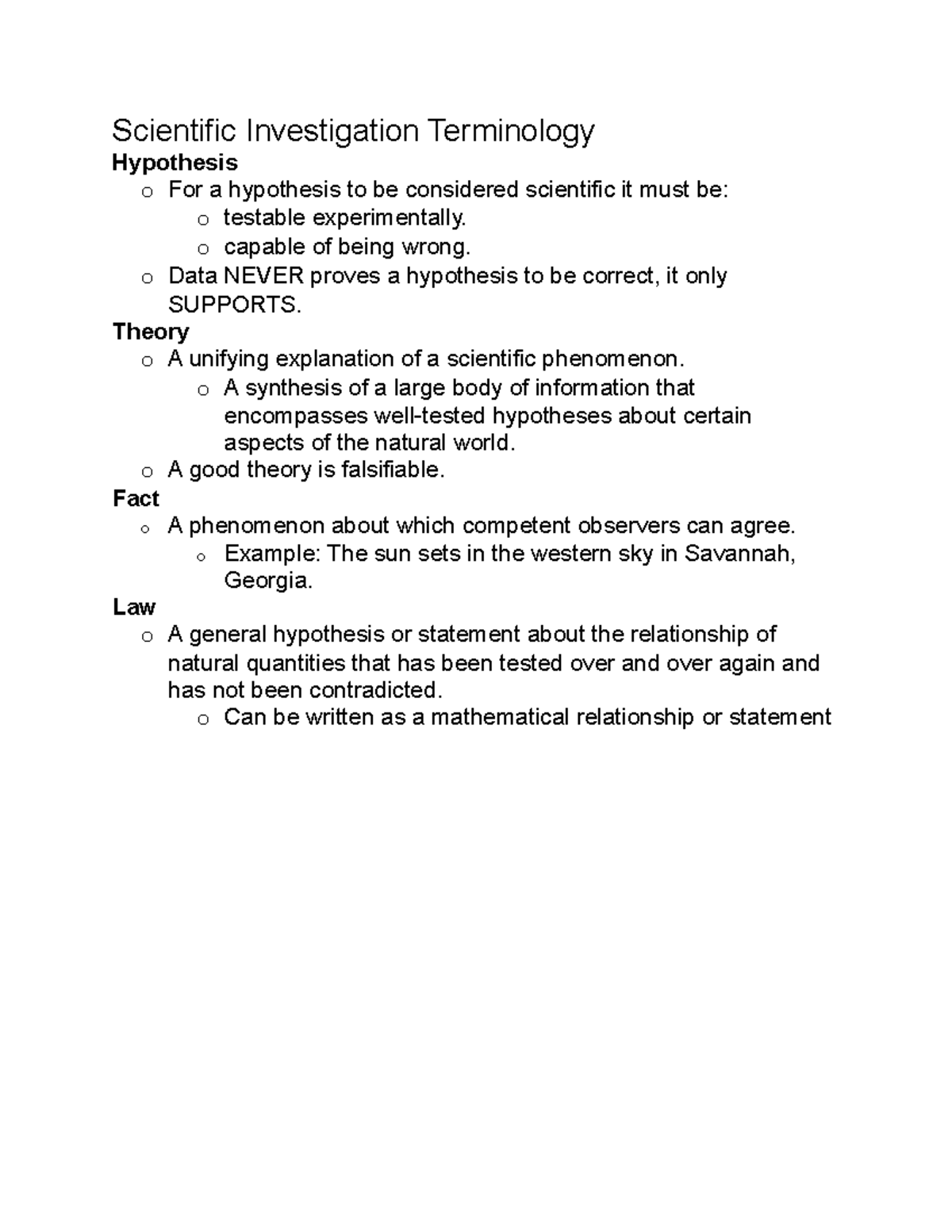 Scientific Investigation Terminology - Scientific Investigation ...