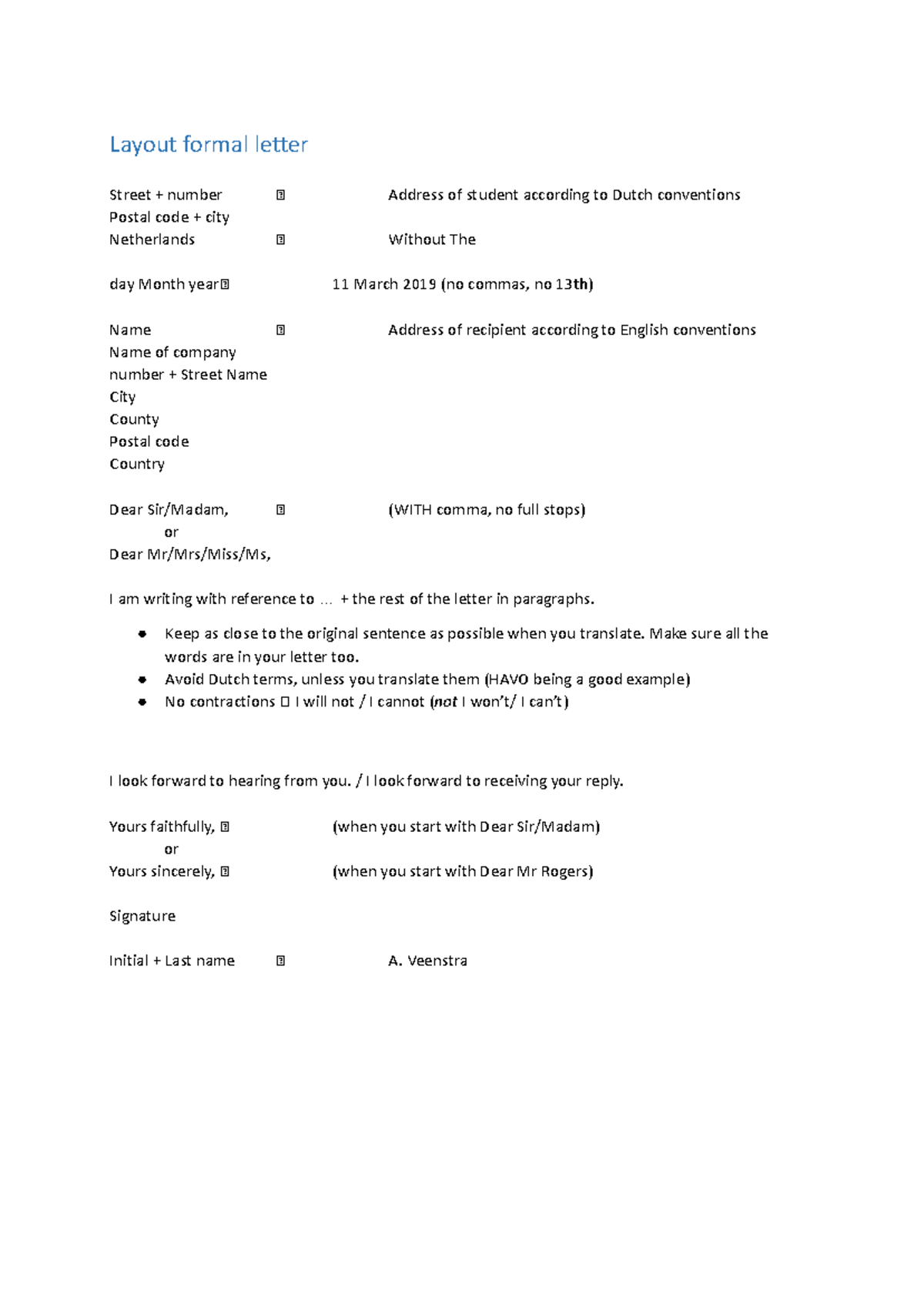 Layout formal and informal letter - Layout formal letter Street ...