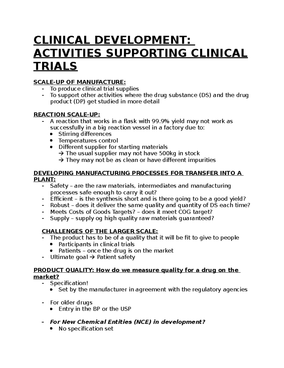 Clinical Development 3 - CLINICAL DEVELOPMENT: ACTIVITIES SUPPORTING ...