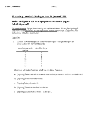Statistisk dataanalys anteckningar - Stickprov: Ett stickprov är när du ...