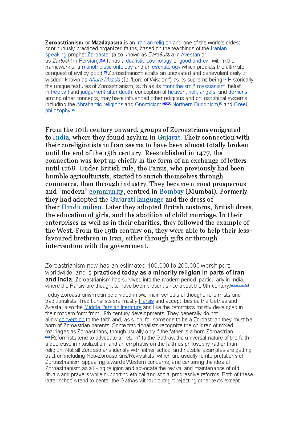 Zoroastrianism - Hope can help - Zoroastrianism or Mazdayasna is an ...