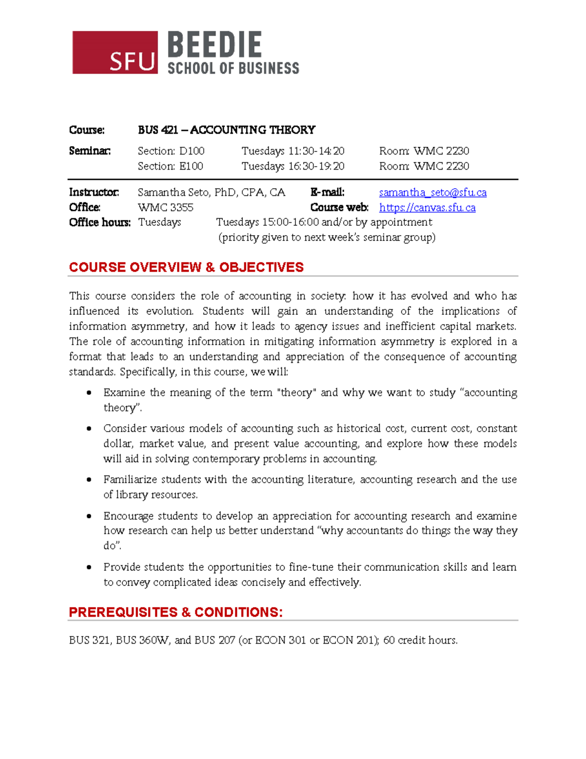 BUS 421 Outline Summer 2023 - BUS 420 - SFU - Studocu