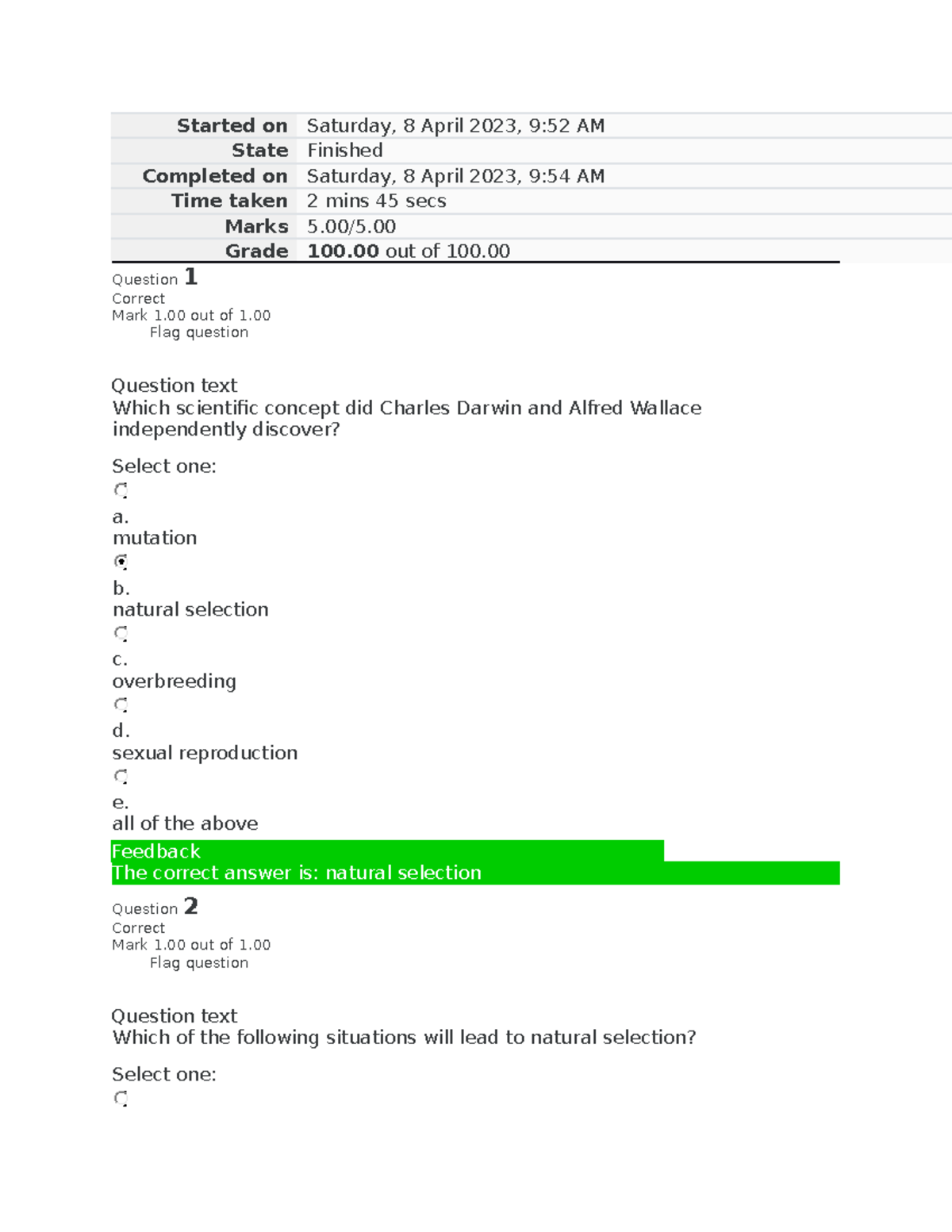Quiz - Assignment - Started on Saturday, 8 April 2023, 9:52 AM State ...