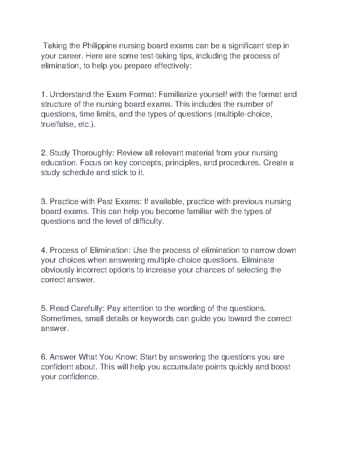 PNLE test-taking tips - PNLE test-taking tips - Taking the Philippine ...