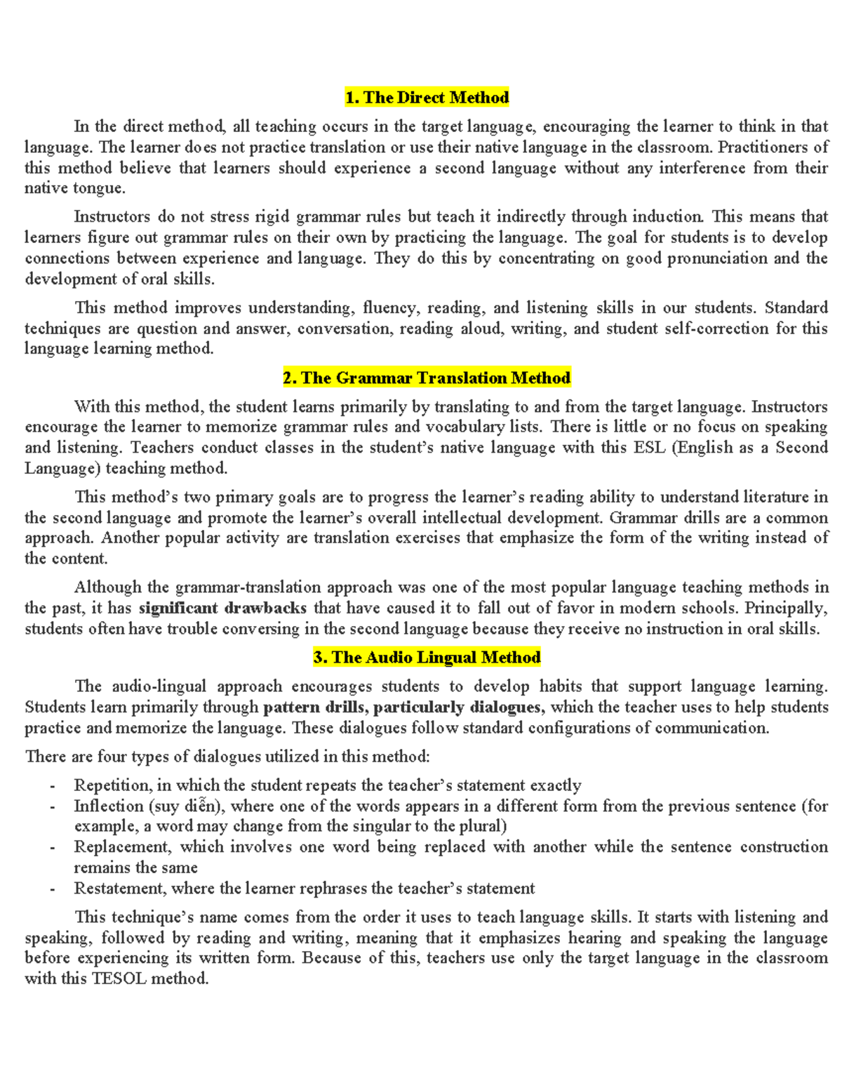 Language Teaching Method Terminology - The Direct Method In the direct ...