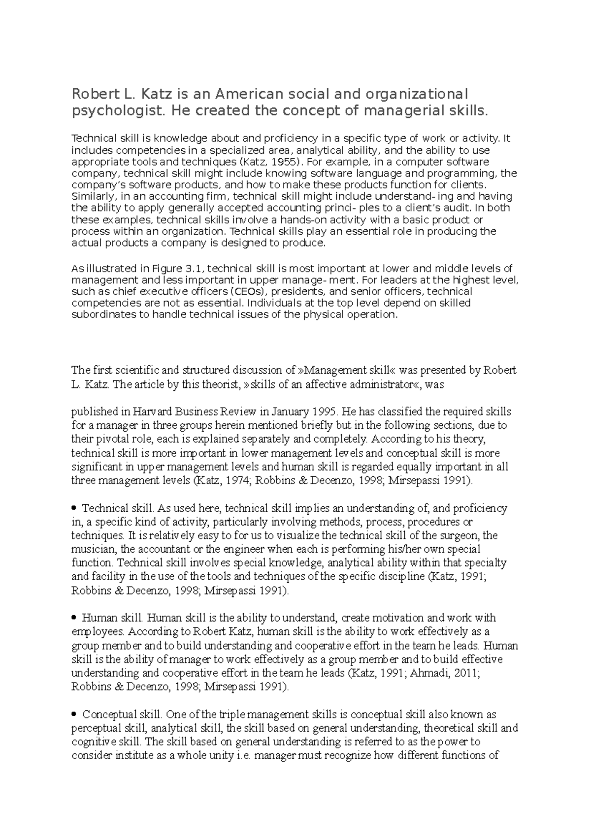 Research - Robert L. Katz is an American social and organizational ...