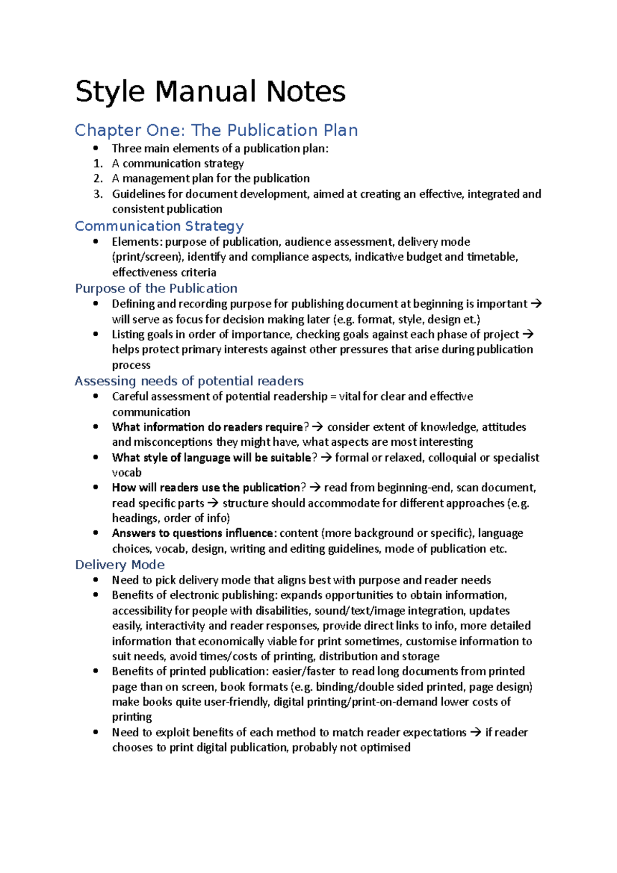Semester Notes - Writing for Editors Basic - Style Manual Notes Chapter ...