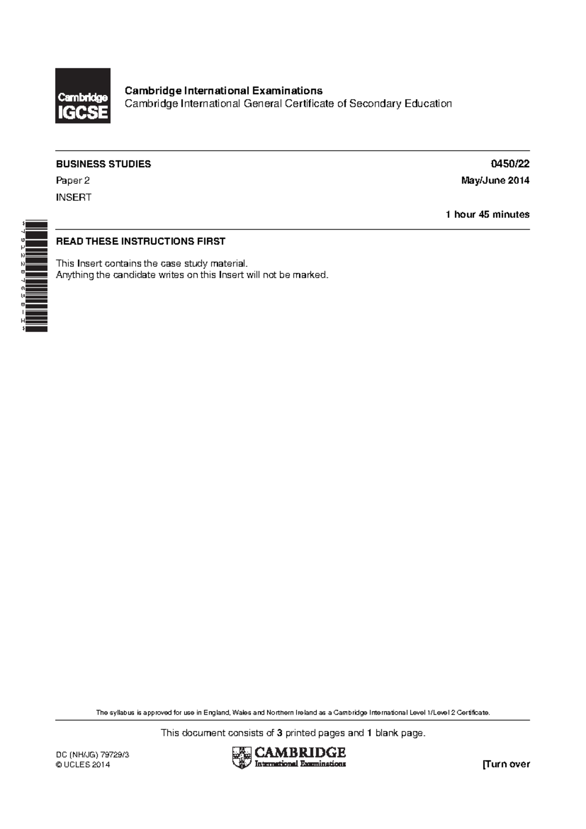 0450 s14 in 22 - igcse business studies pp - This document consists of ...