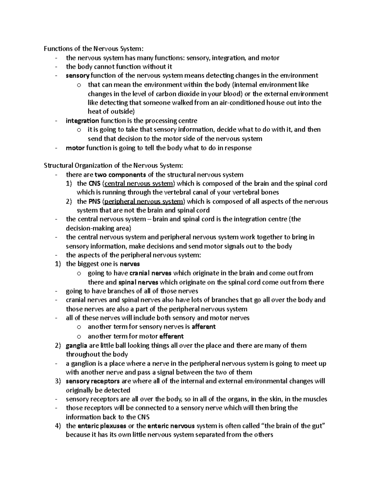 Module 22 Nervous System Part 1 Overview And Nervous Cells Functions Of The Nervous