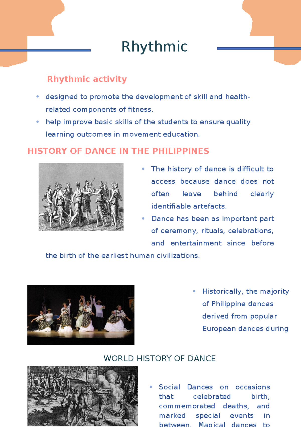 Rhythmic activity lecture note - Rhythmic activity designed to promote ...