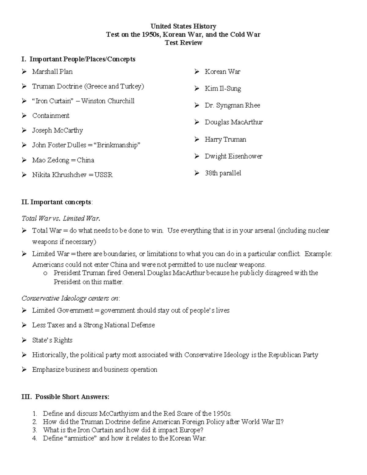 Study Guide (2024) - gegeg - United States History Test on the 1950s ...