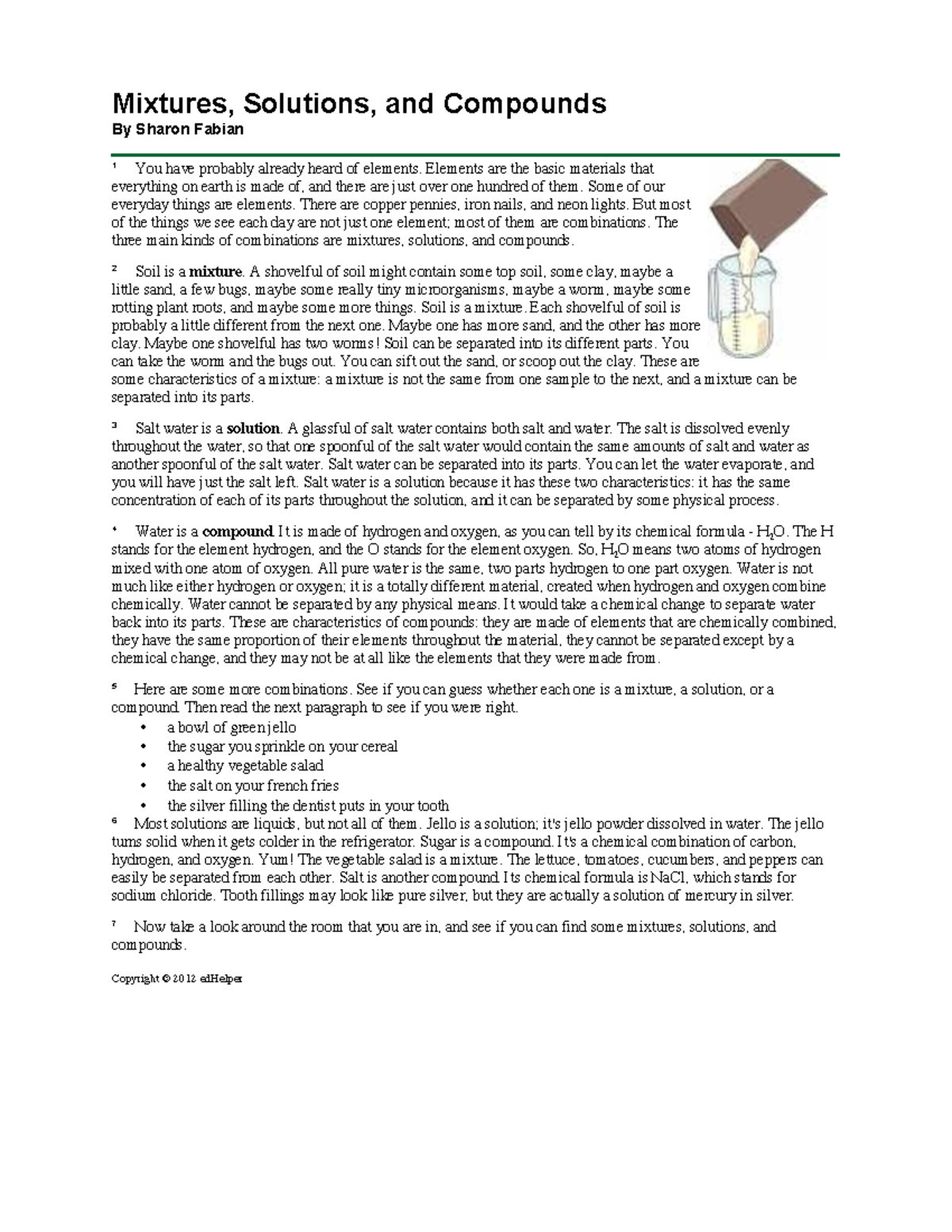 2.mixtures solutions and compounds - Mixtures, Solutions, and Compounds ...