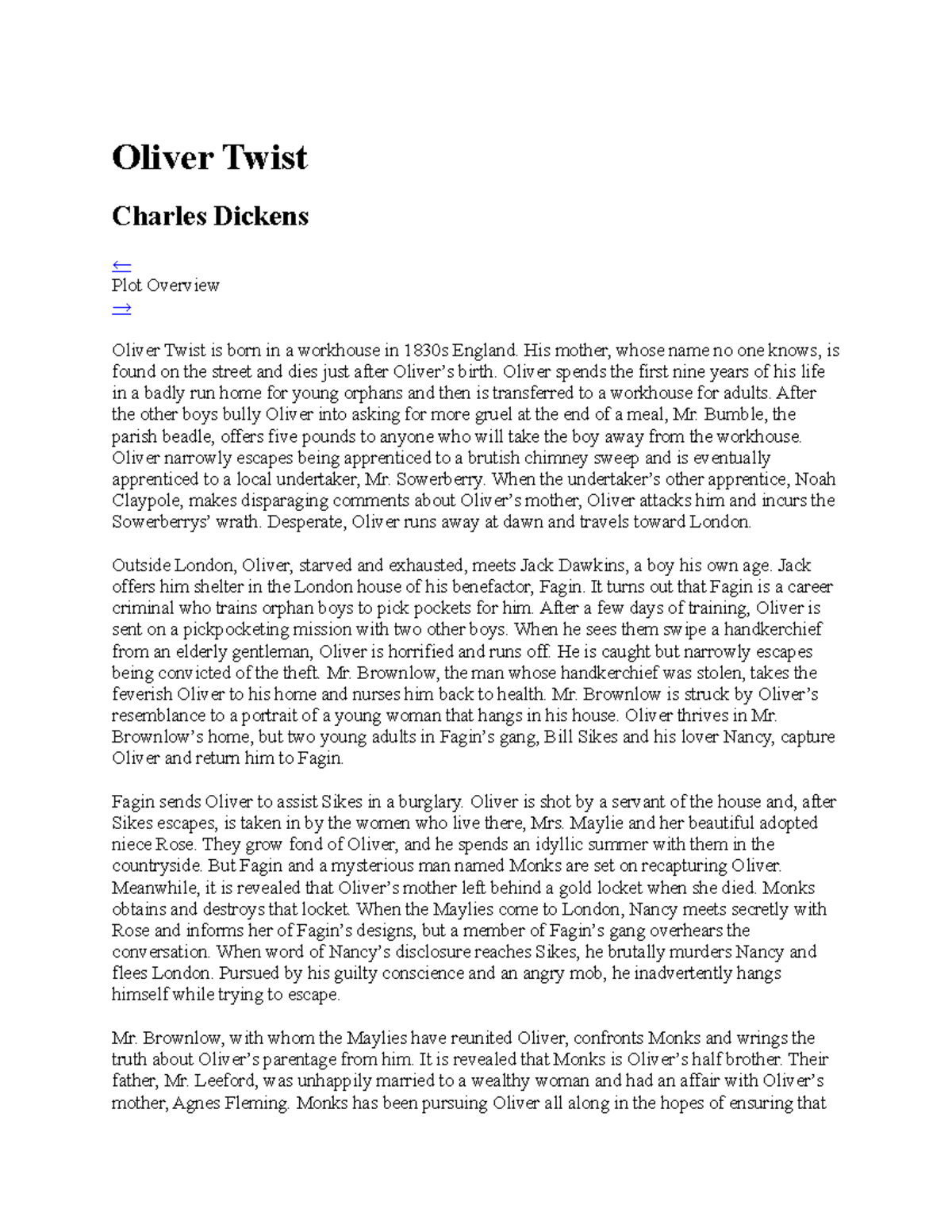 Oliver Twist plot, characters, main themes - Oliver Twist Charles ...