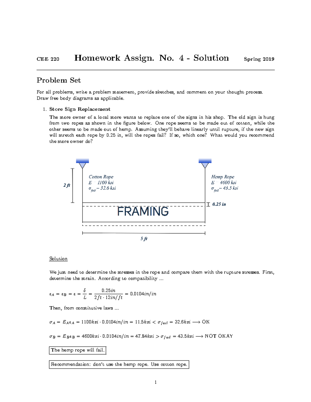 HW4Solutions - Homework 4 Solution - CEE 220 Homework Assign. No. 4 ...