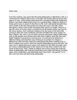 Short write 3 - A good idea of how professor Gracy likes his ...