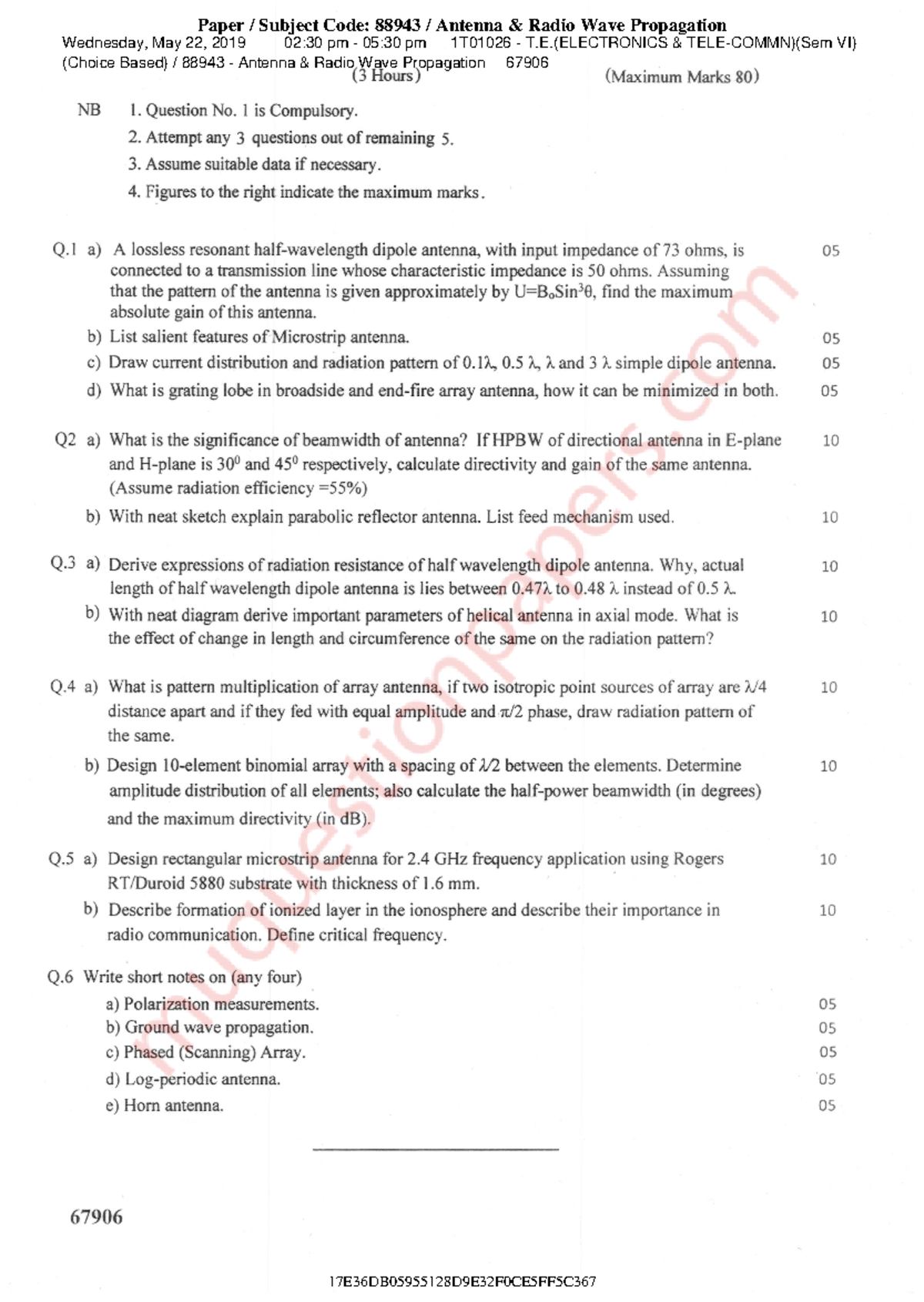 TE-EXTC SEM6 ARWP- Cbcgs MAY19 - (3 Hours) (Maximum Marks 80) NB 1 ...