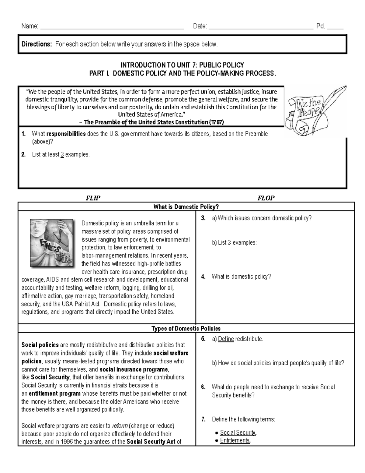 Students *Domestic Policy Flip Flop SY2023 - Name
