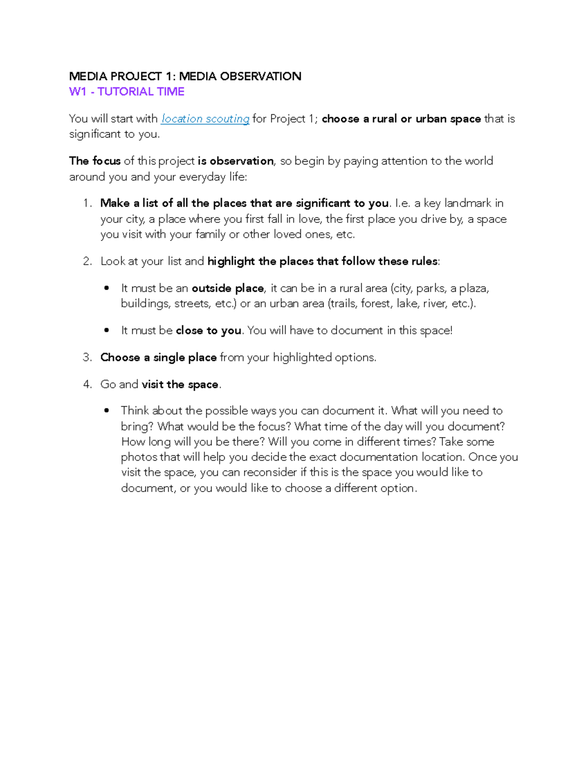 1A03 W1 Tutorial-Project 1 - MEDIA PROJECT 1: MEDIA OBSERVATION W1 ...