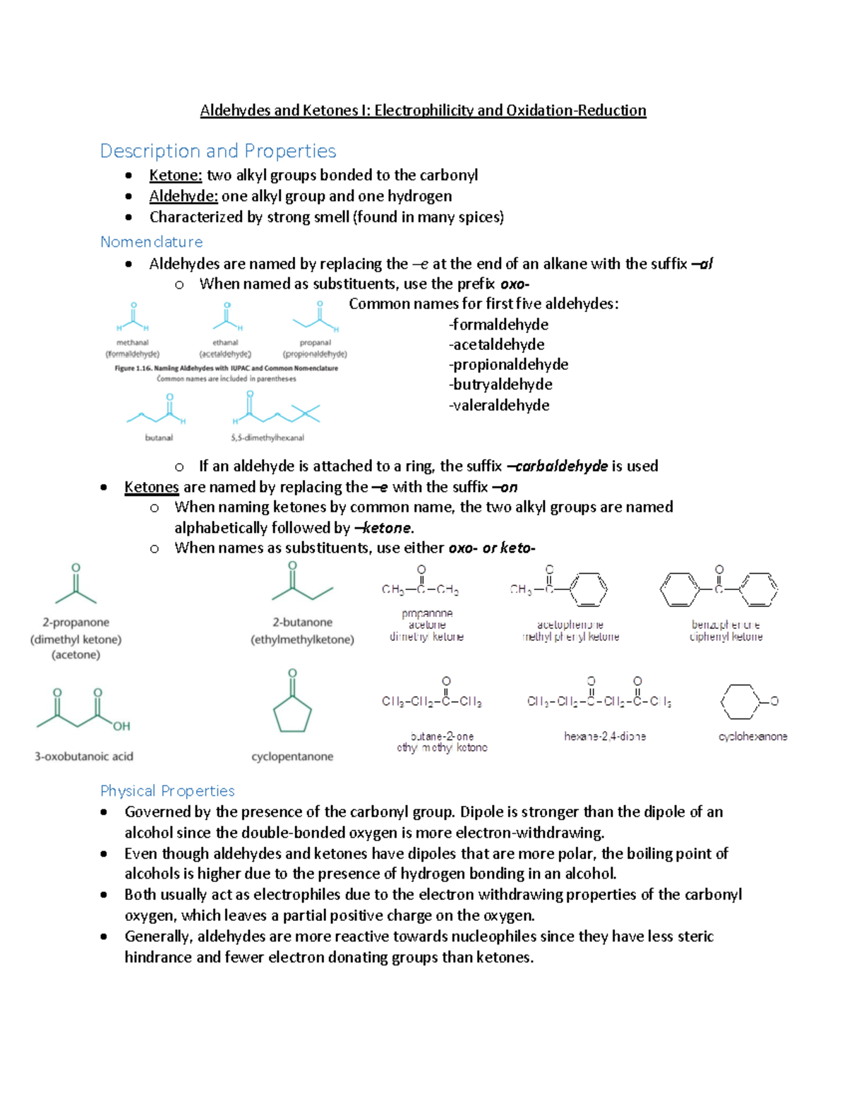 Aldehydes and Ketones I - o When names as substituents, use either oxo ...