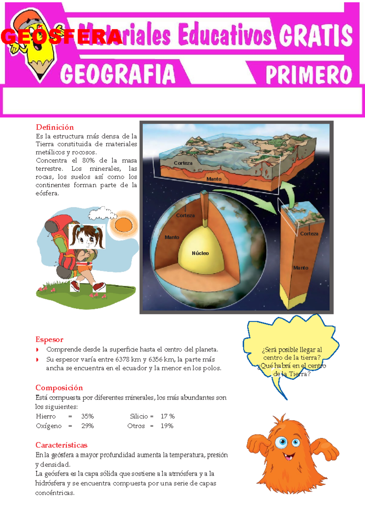 633864975 4 Geosfera Para Primer Grado de Secundaria - Corteza Manto ...