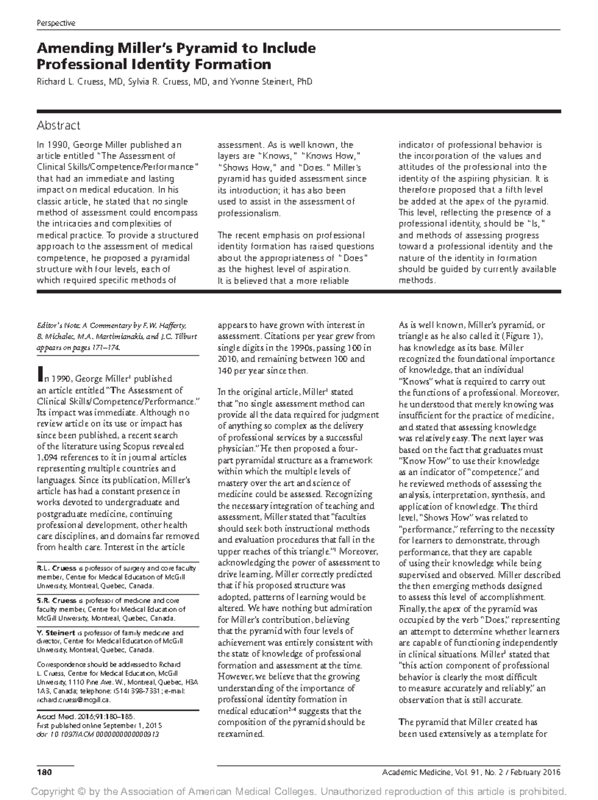 2 - Amending Millers Triangle (in Medical Education) Amendment 2021 ...