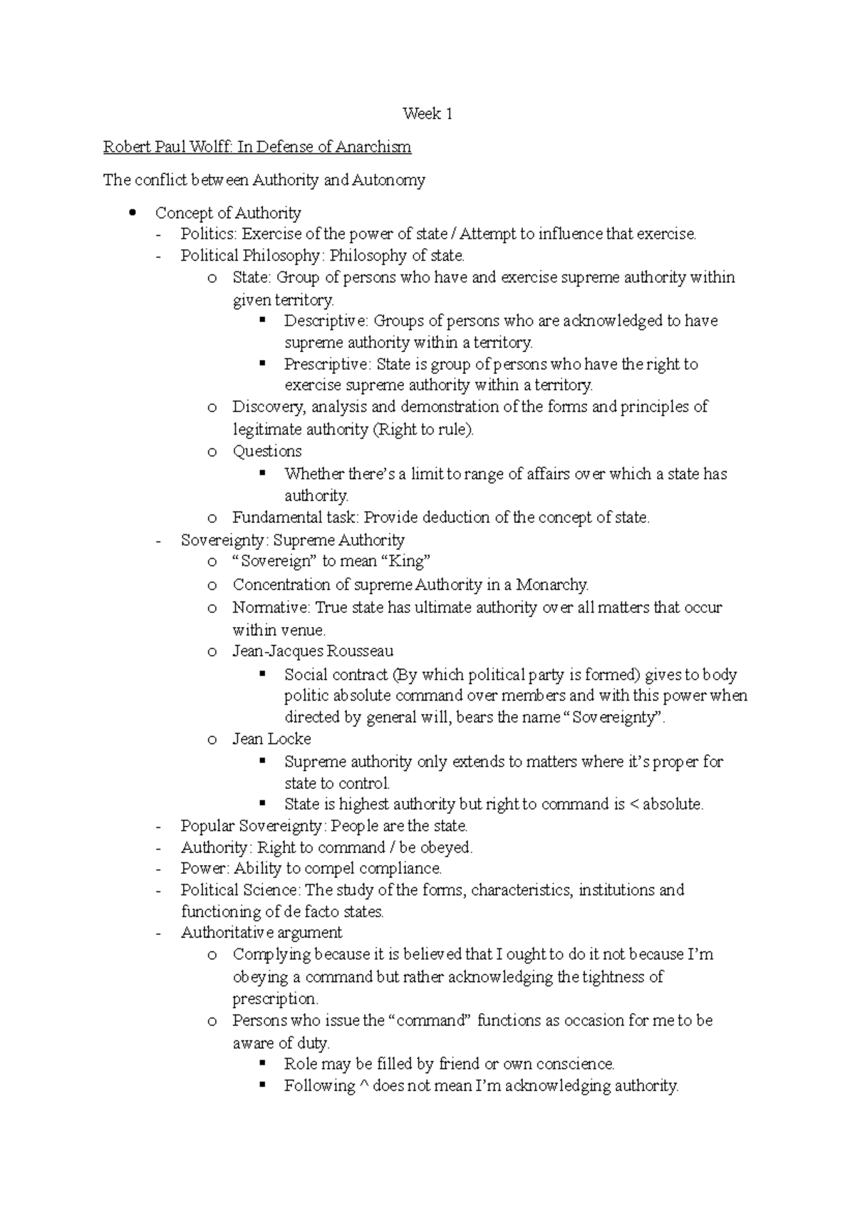 Week 1 - Robert Paul Wolff In Defense of Anarchism - Week 1 Robert Paul ...