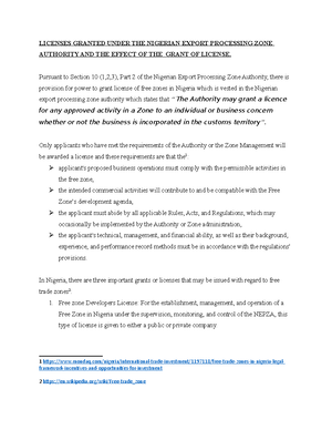 Group 3 Company Law - Nigeria Export Processing Zones Act ...