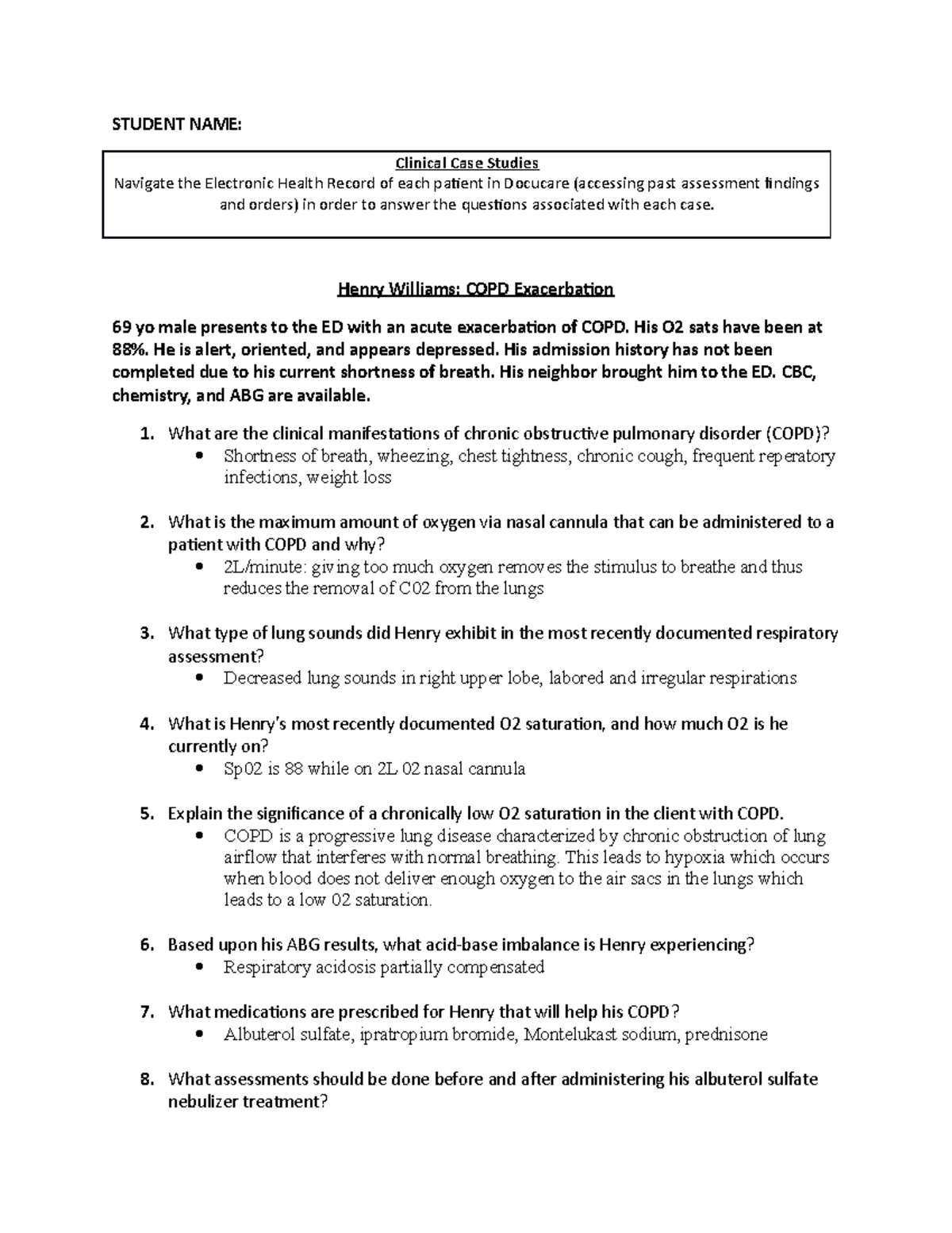Docucare Case Studys - STUDENT NAME: Clinical Case Studies Navigate the ...