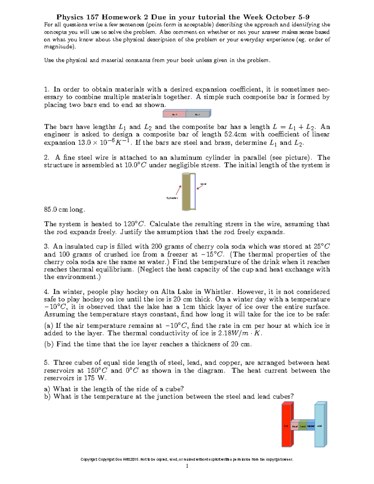 Tutorial work - homework 2 - Physics 157 Homework 2 Due in your tutorial the Week October 5- For ...
