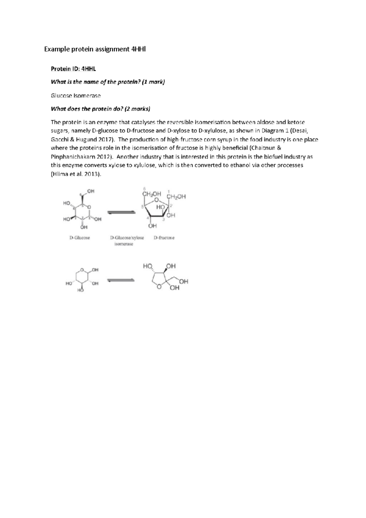 Example protein assignment 4HHl - 300936 - Studocu
