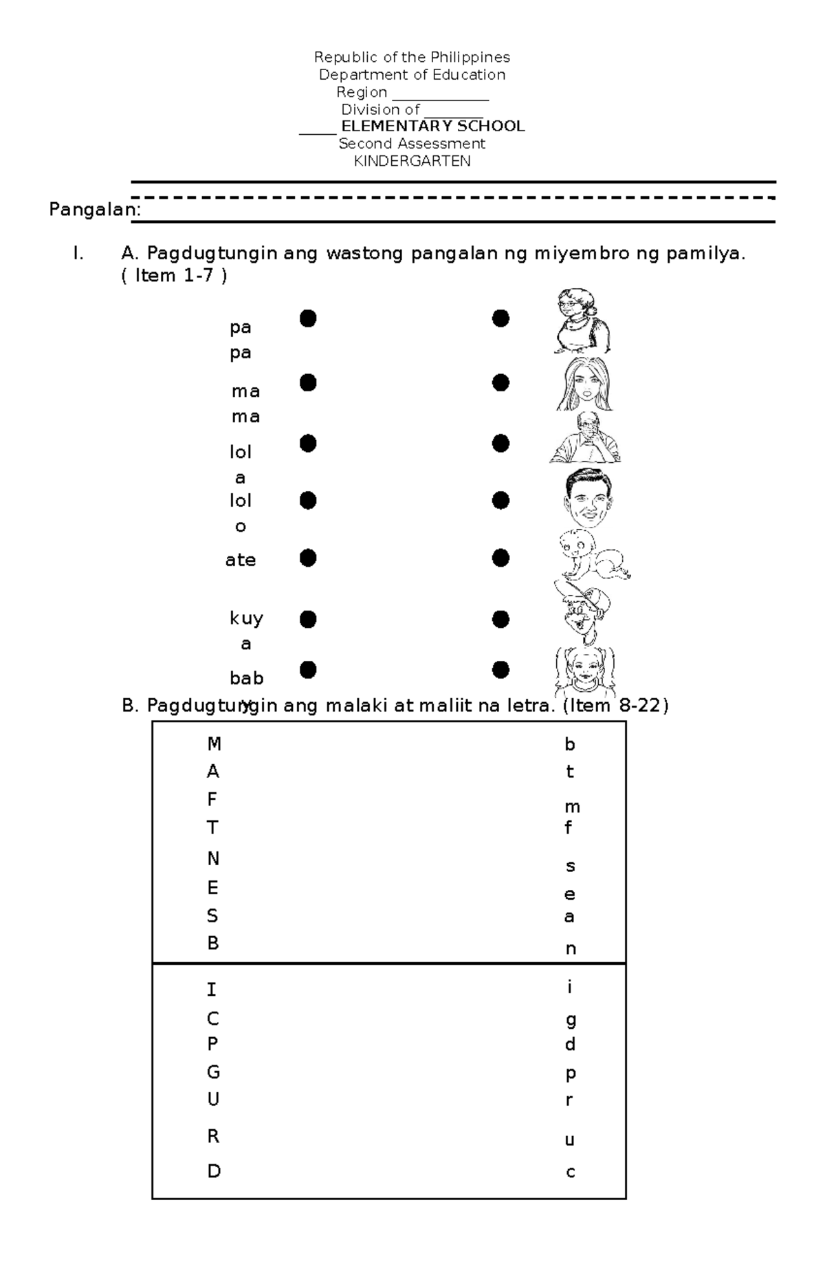2nd-Periodical-Test- Kinder - Republic of the Philippines Department of ...
