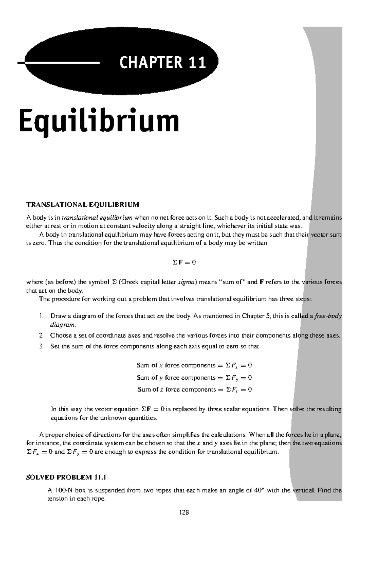 Toaz - Electrical EE - CHAPTER 11 Equilibrium TRANSLATIONAL EQUILIBRIUM ...