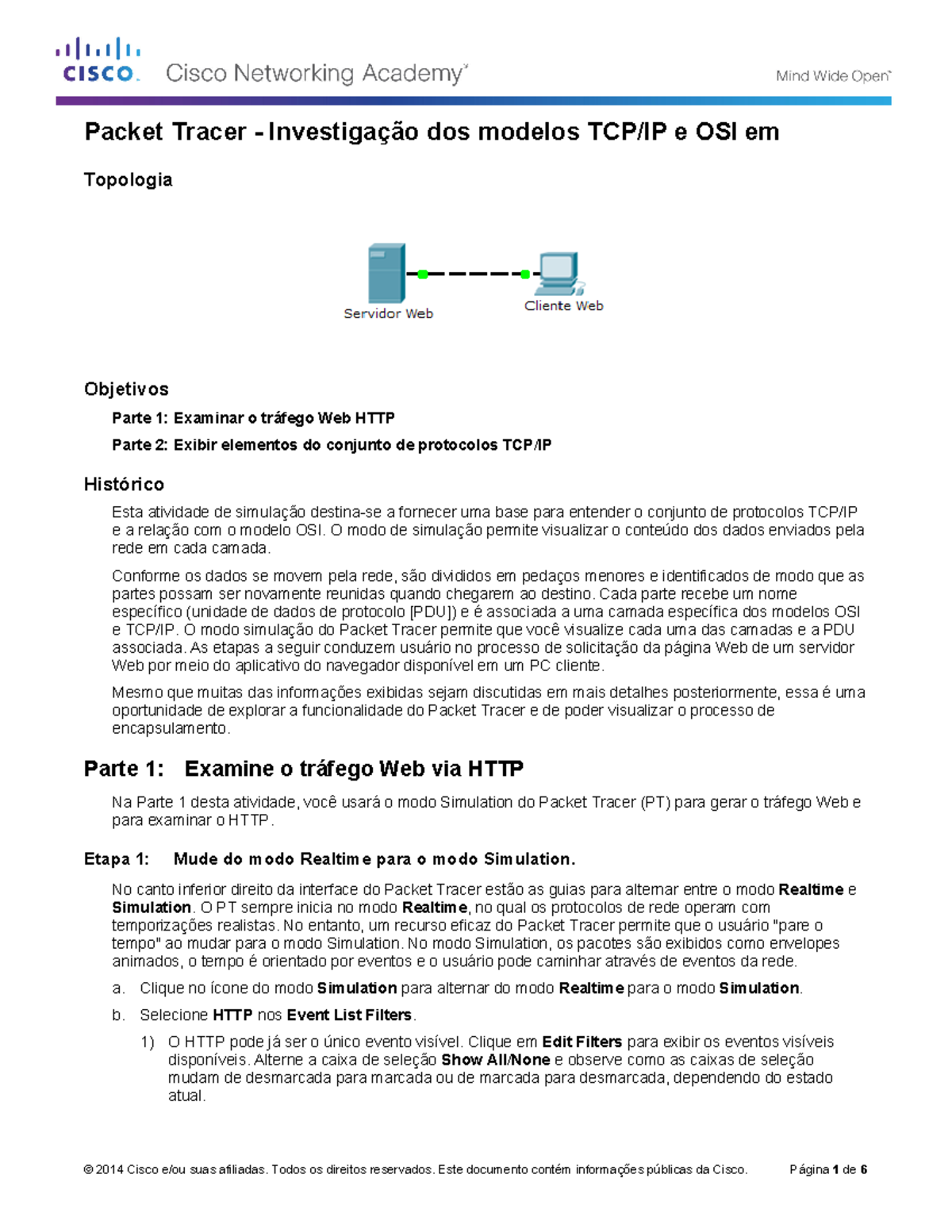 3246 Packet Tracer Investigating The Tcp Ip And Osi Models In Action Instructions Packet